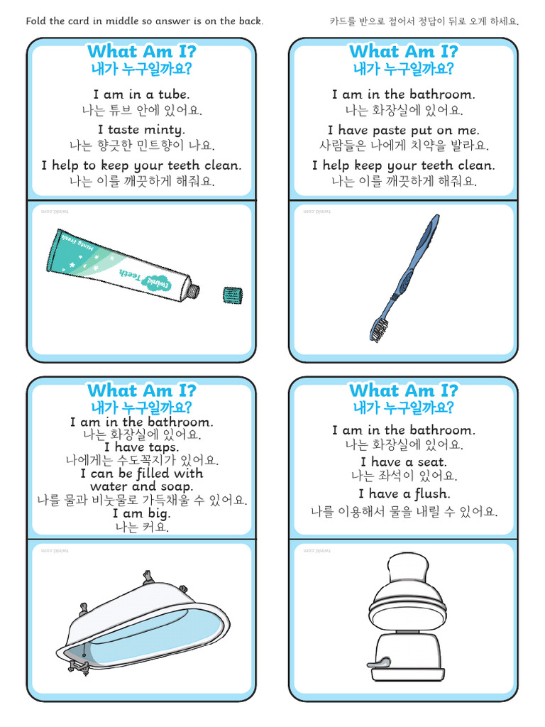 What Am I Bathroom Objects Guessing Game Pdf
