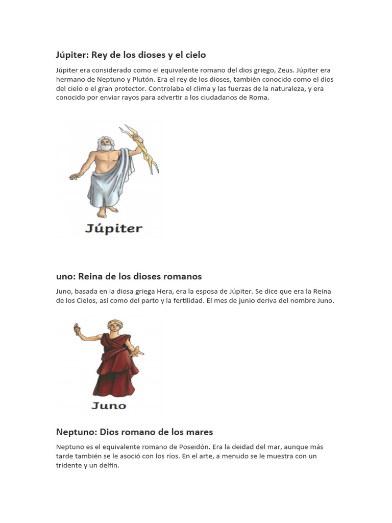Dioses Romanos | PDF | Doce olímpicos | Mitología romana