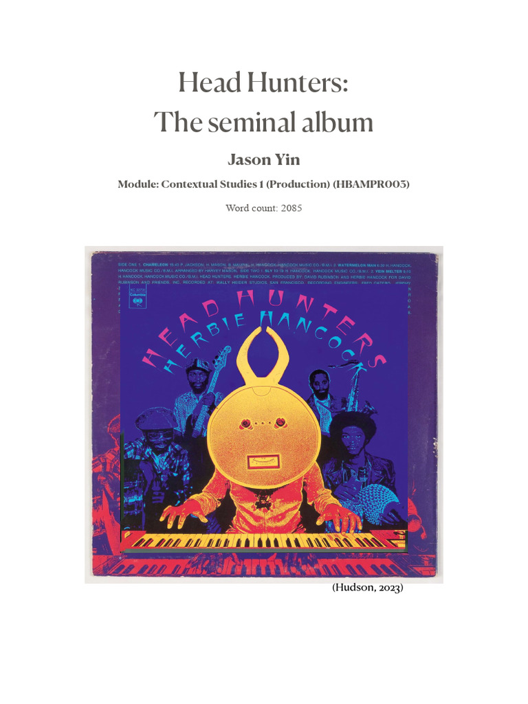 Head Hunters-The Seminal Album - Jason Yin | PDF | Funk | Music