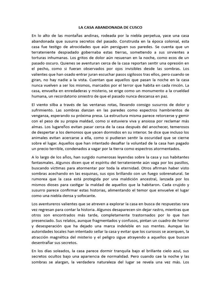Casa Abandonada y Embrujada en Cusco | PDF