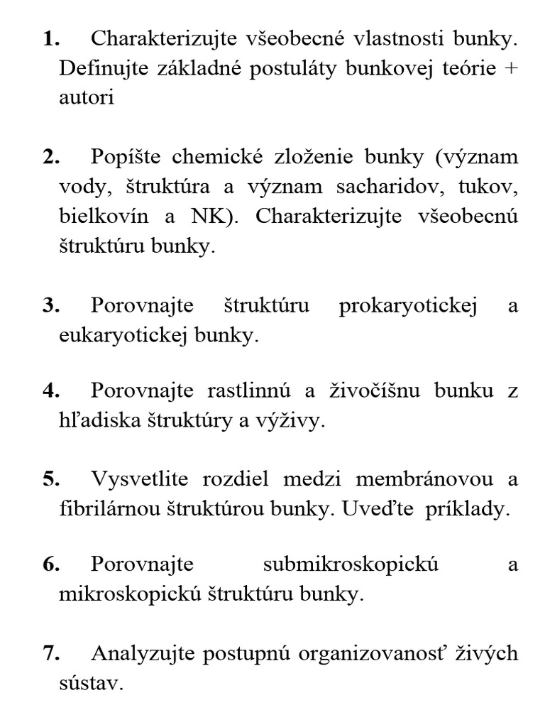 Bunka, Štruktúra + Fyziológia, Nebunkové A Prokaryotické Organizmy | PDF