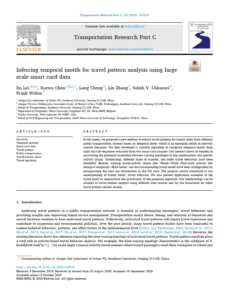 Inferring Temporal Motifs For Travel Pattern Analysis Using Large Scale Smart Card Data | PDF ...