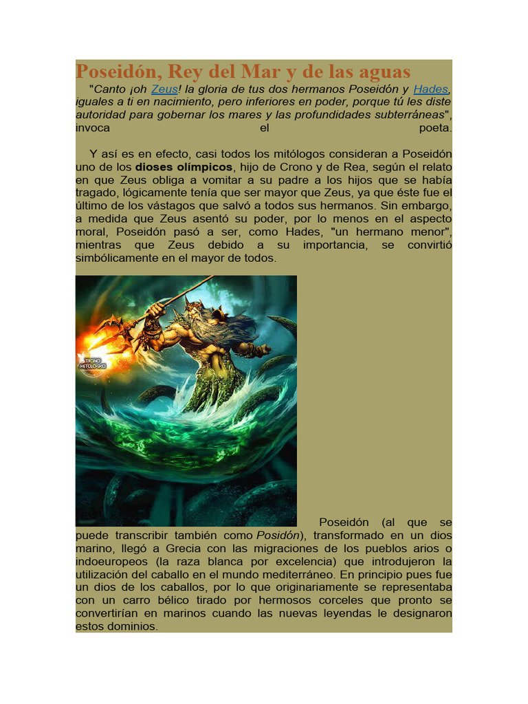Poseidón | PDF | Zeus | Hera