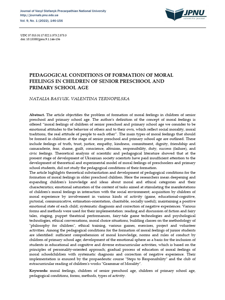 Pedagogical Conditions of Formation of Moral Feeli | PDF | Experience ...