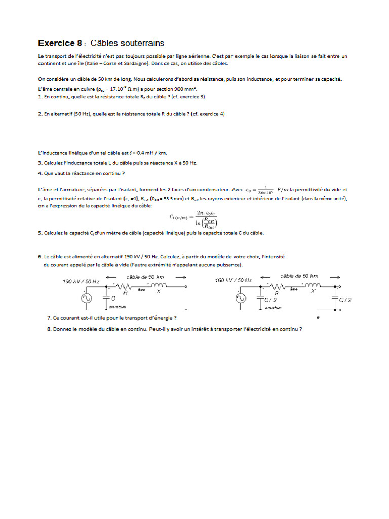 Exercice n2 Cable Souterrain | PDF