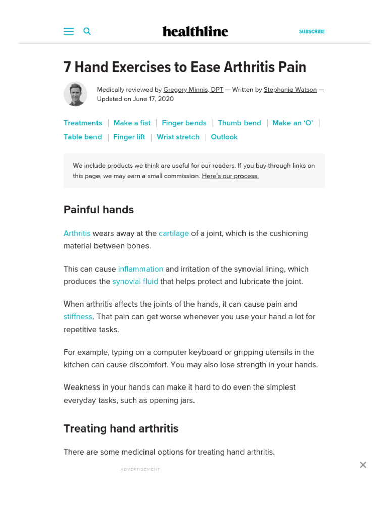 7 Hand Exercises To Ease Arthritis Pain | PDF | Arthritis | Osteoarthritis