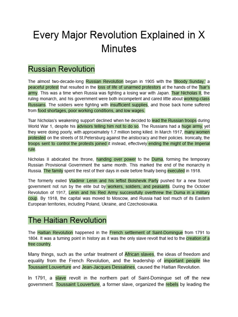 Every Major Revolution Explained in X Minutes | PDF | Russian ...