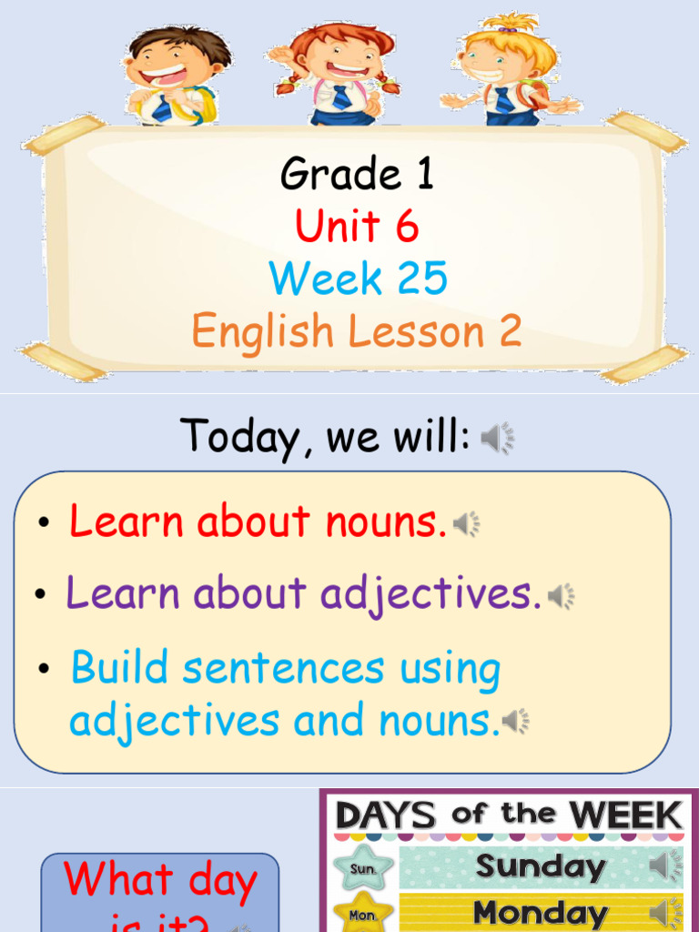 Grade 1 Adjectives and Nouns Lesson | PDF | Language Arts & Discipline | Foreign Language Studies