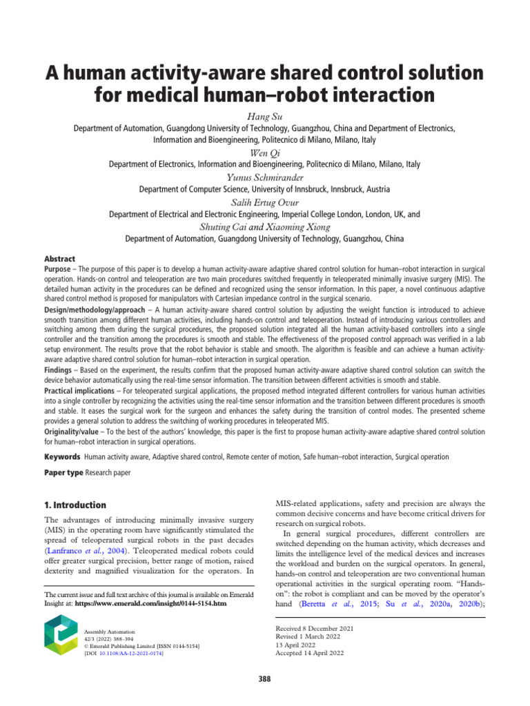 10 1108 - Aa 12 2021 0174 | PDF | Robot | Robotics