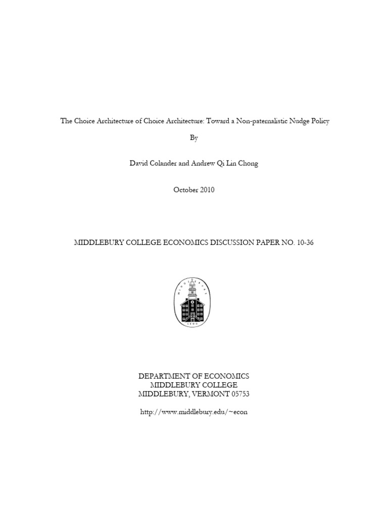 The Choice Architecture of Choice Architecture | PDF | Behavioral Economics