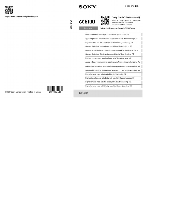 Manual de Usuario Sony Alpha A6100 (Español - 171 Páginas) | PDF