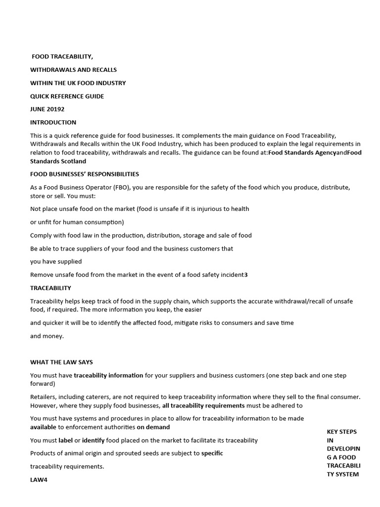 Food Traceability | PDF | Supply Chain | Food Safety