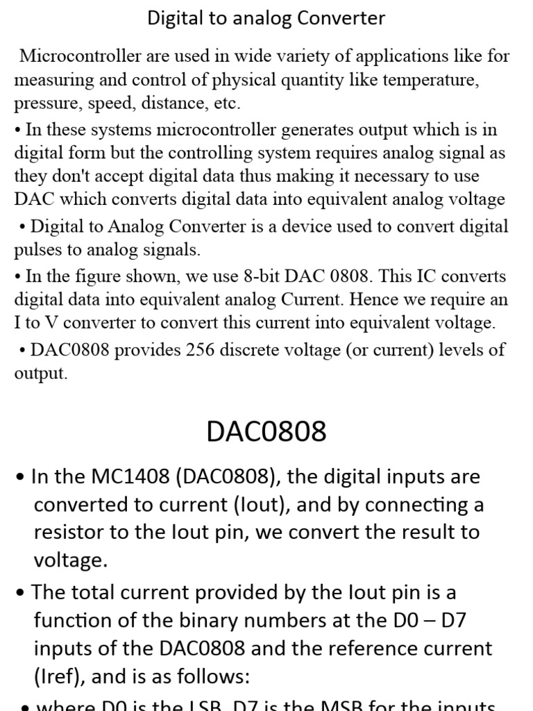 DAC Interfacing With 8051 UNIT IV | PDF | Analog To Digital Converter | Digital To Analog Converter