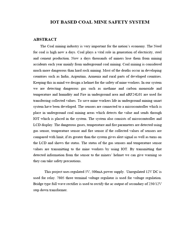 Iot Based Coal Mine Safety System | PDF | Embedded System | Internet Of Things