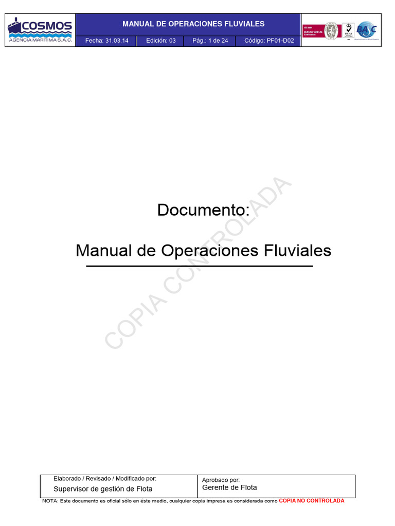 PF02-D02.Manual de Operaciones Fluviales | PDF