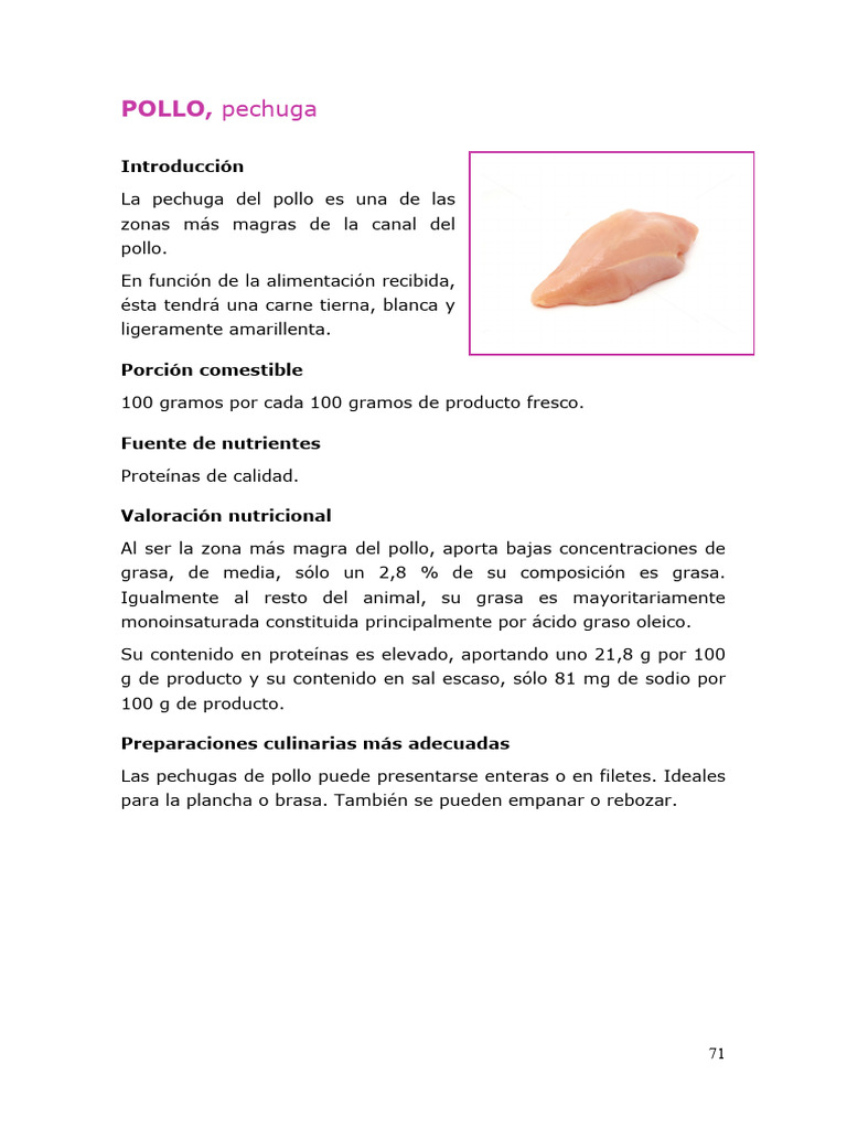 Nutrientes y beneficios del pollo | PDF | gordo | Ácido graso