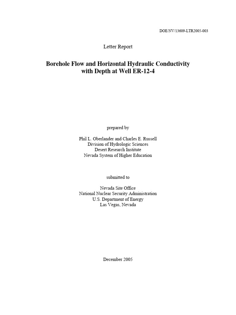 Borehole Flow and Horizontal Hydraulic Conductivity With Depth at Well ...