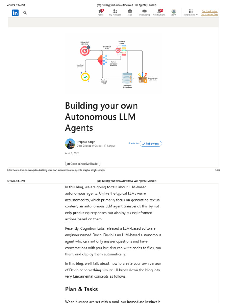 Building your own Autonomous LLM Agents _ LinkedIn | PDF | Memory | Computing