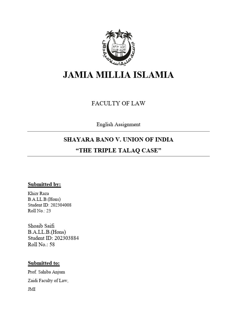 Analysis of Triple Talaq case | PDF | Sharia | Justice