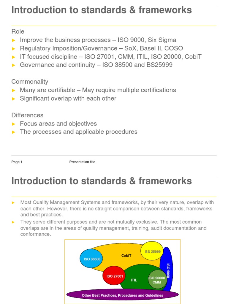 Introduction To Standards & Frameworks: Presentation Title | Download ...