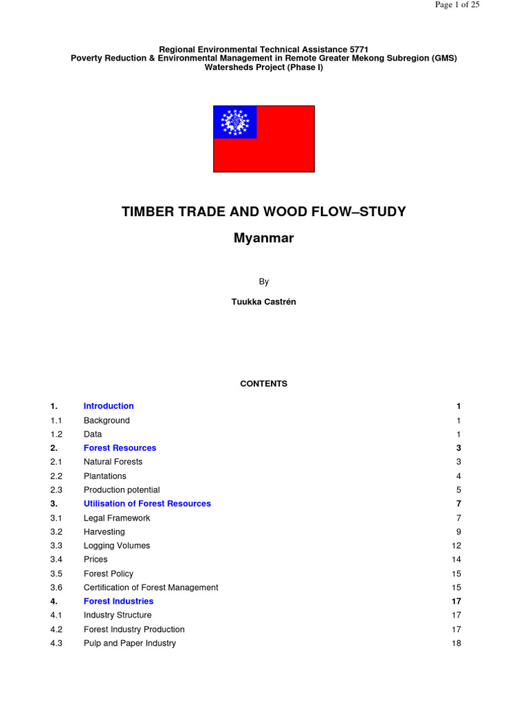 Timber Trade and Wood Flowstudy Myanmar | PDF | Logging | Forests
