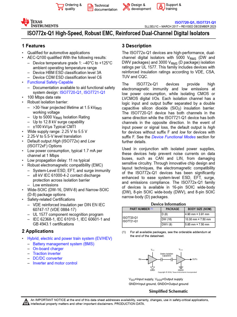 iso7721-q1 | PDF | Electrostatic Discharge | Electromagnetic Compatibility