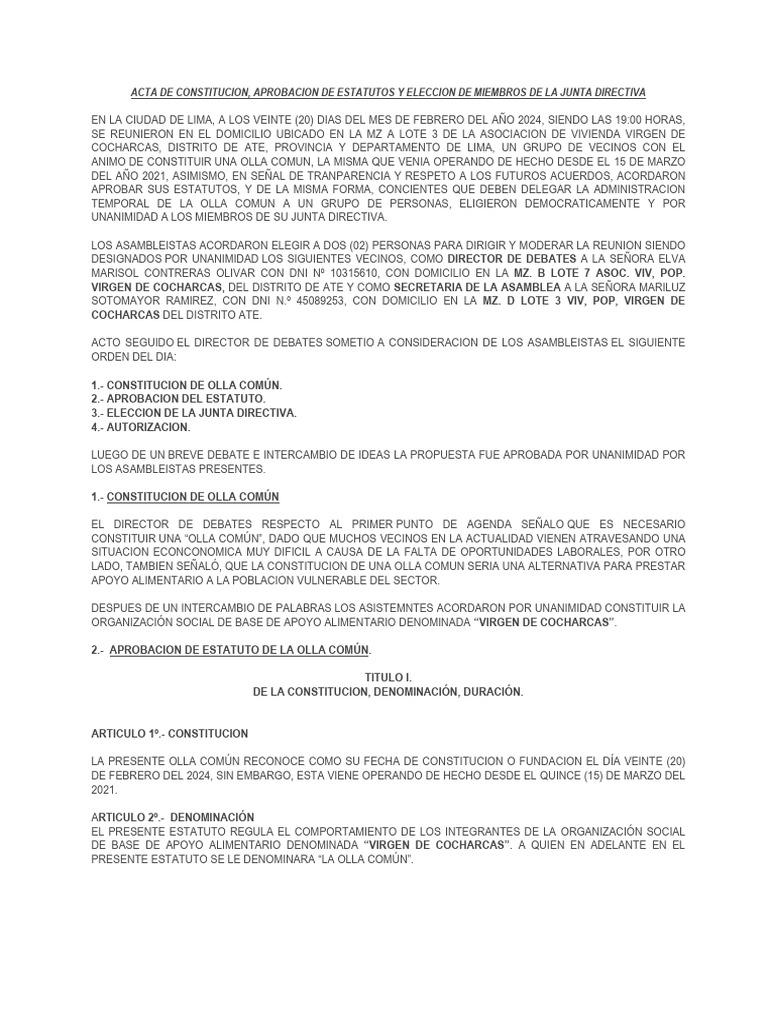 Olla Comun Horacio Zevallos | PDF | Contabilidad | Cheque