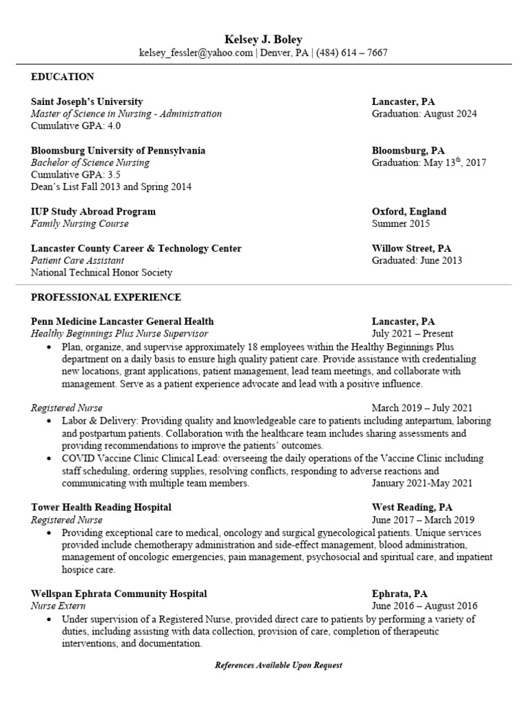 kelsey resume 2024 | PDF | Nursing | Patient