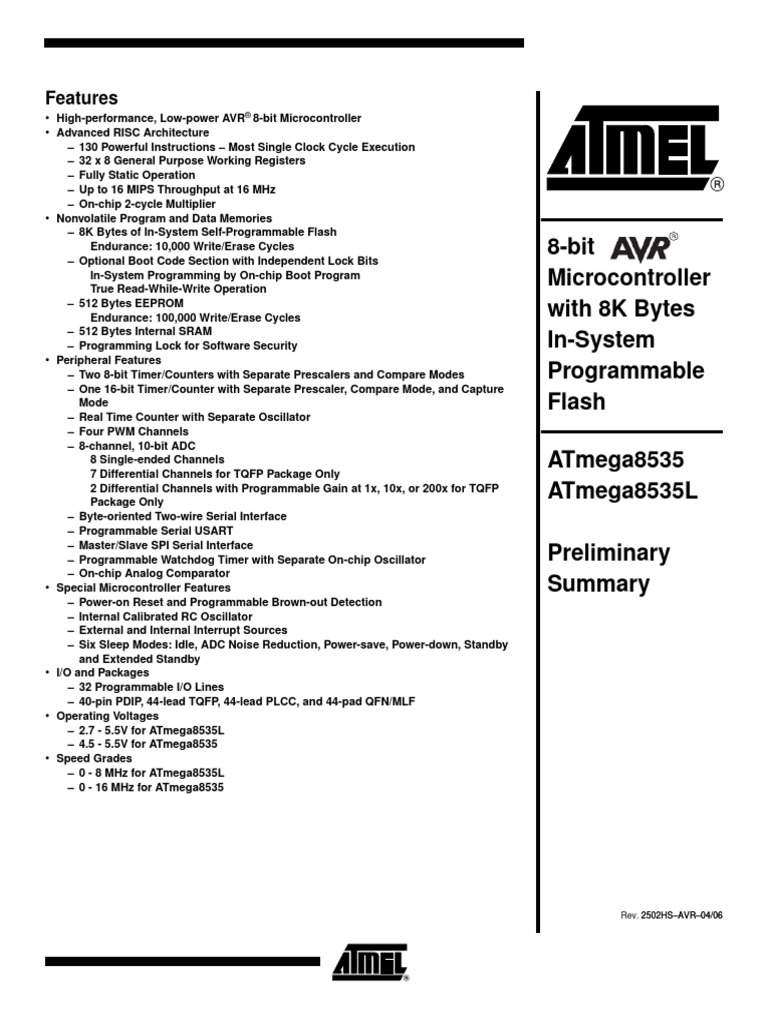 Resumen Atmega8535 | PDF | Microcontroller | Flash Memory