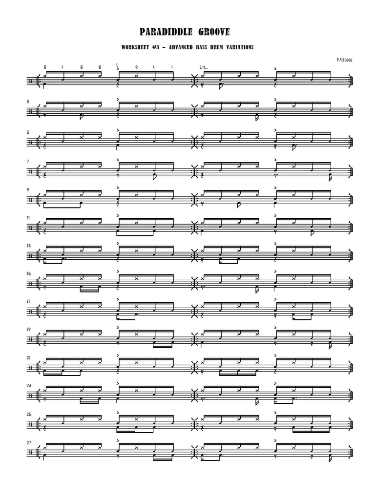 Paradiddle Groove - Worksheet 3 | PDF