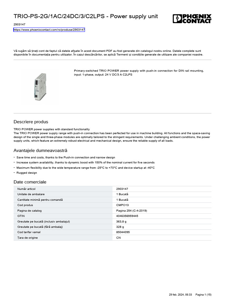 Phoenix Contact 2903147 | PDF | Alternating Current | Electronics
