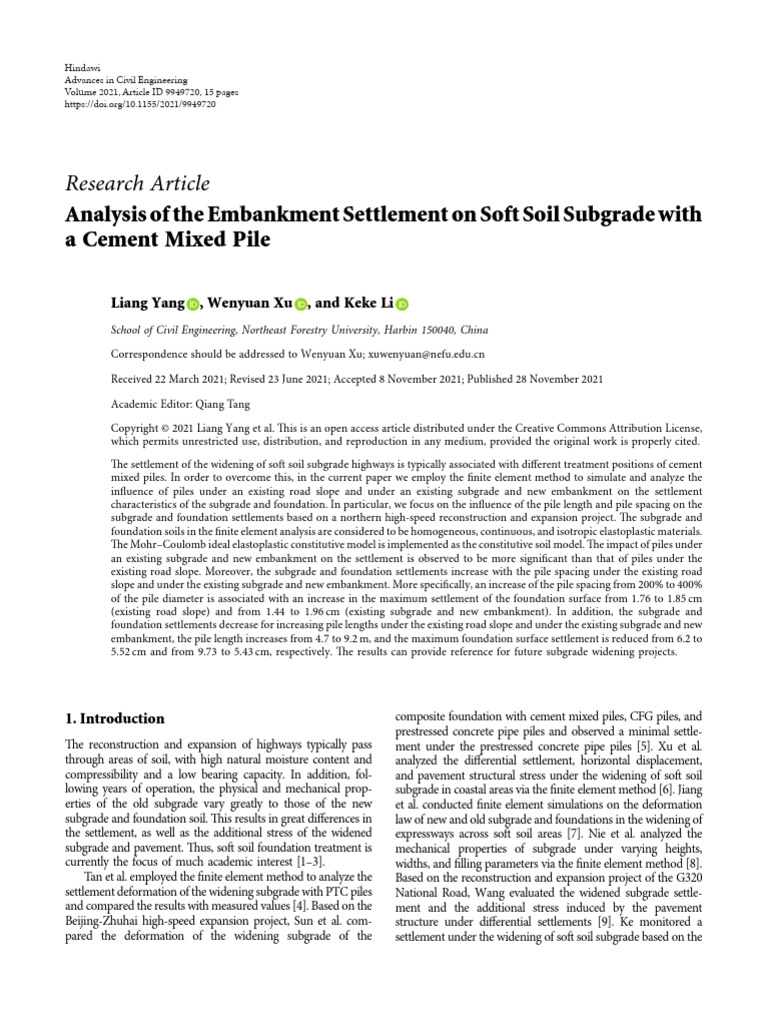 Soil Settlement Analysis with Piles | PDF | Deep Foundation | Young's ...