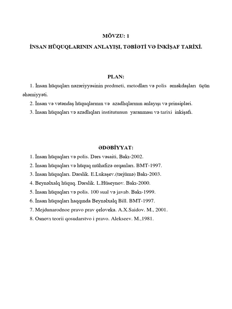 213 Movzu 2 .Insan Huquqlarinin Anlayishi Tebieti Ve Inkishaf Tarixi. | PDF