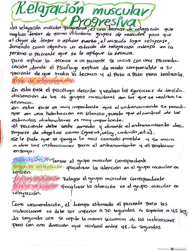 Relajacion Muscular Progresiva | PDF