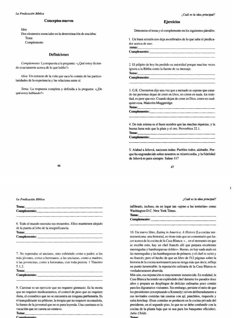 EJERCICIOS IDEA CENTRAL | PDF