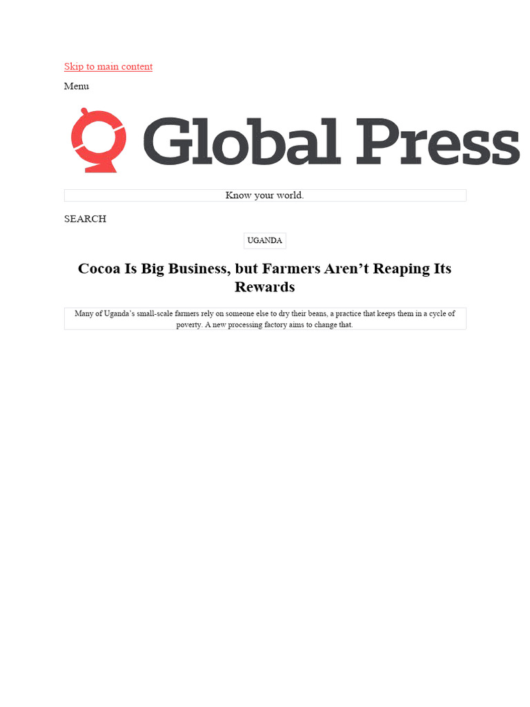 Cocoa Is Big Business, But Farmers Aren't Reaping Its Rewards | PDF | Cocoa Bean | Fair Trade