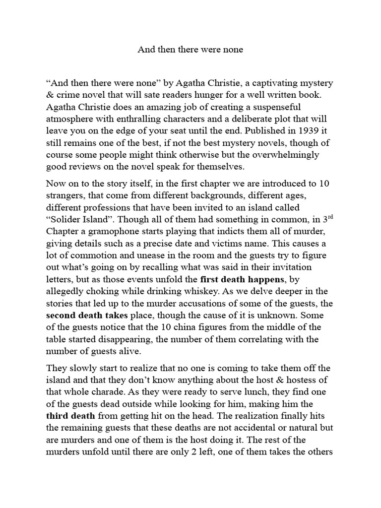 Agatha Christie's "And Then There Were None" | PDF | Mystery, Thriller ...
