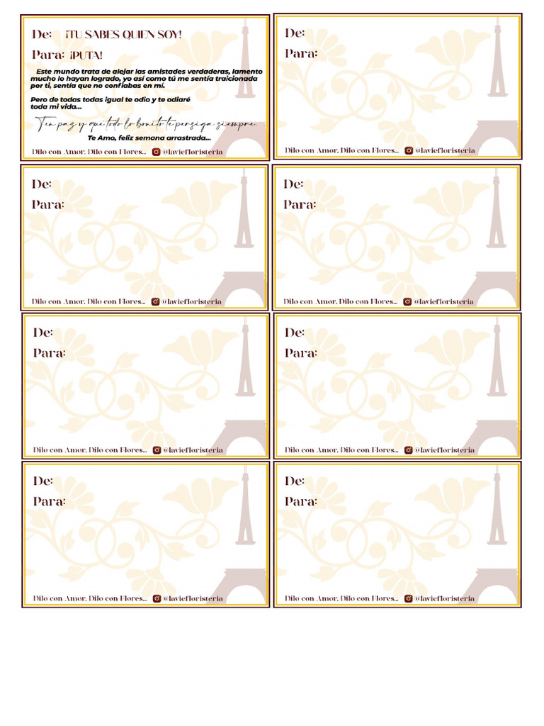 TARJETA DEDICATORIA IMPRIMIR | PDF