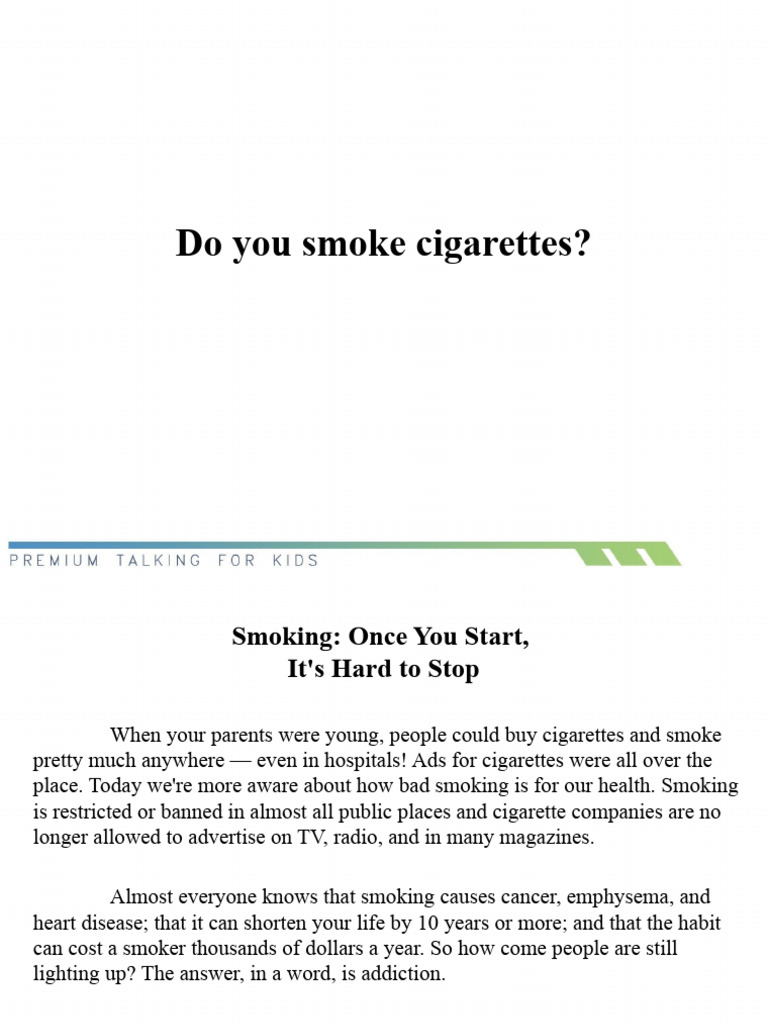 Smoking | PDF | Self-Improvement | Wellness