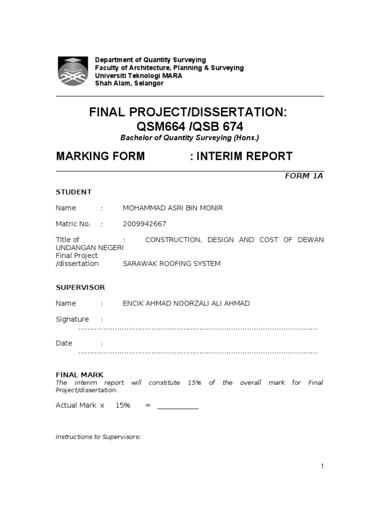 10a.marking Form Interim | PDF | Thesis | Learning