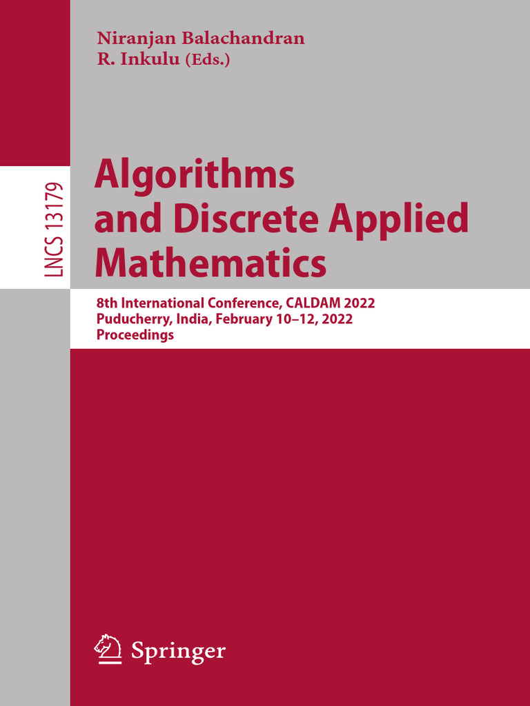 Algorithms and Discrete Applied Mathematics Niranjan Balachandran | PDF | Vertex (Graph Theory ...