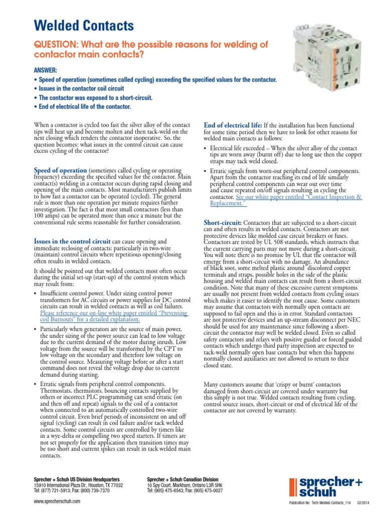 Tech Welded Contacts | PDF | Power (Physics) | Equipment