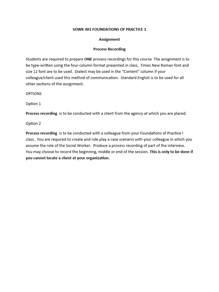 Process Recording Assignment and Rubric (1) (1) | PDF | Theory | Anger