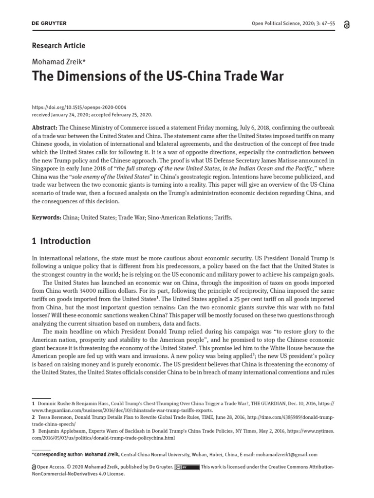 The Dimensions of The US-China Trade War | PDF | China | World Politics