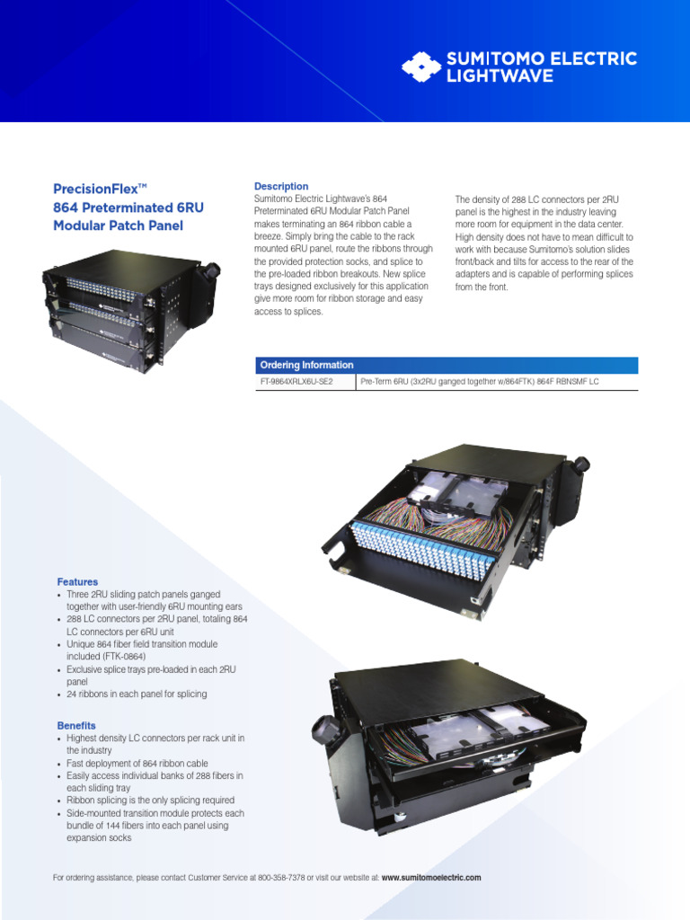 864 Preterminated 6RU Modular Patch Panel | PDF | Optical Fiber ...