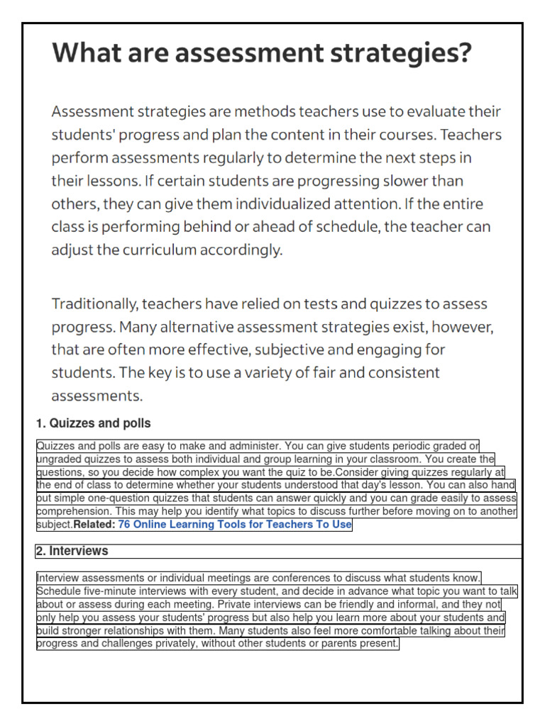 61 Effective Assessment Strategies For Teachers To Use | PDF | Reading ...
