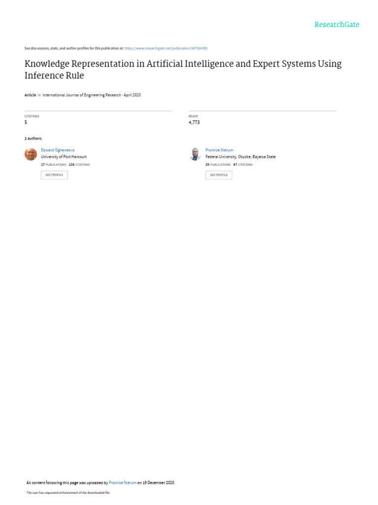 Knowledge Representation in Artificial Intelligence and Expert Systems ...