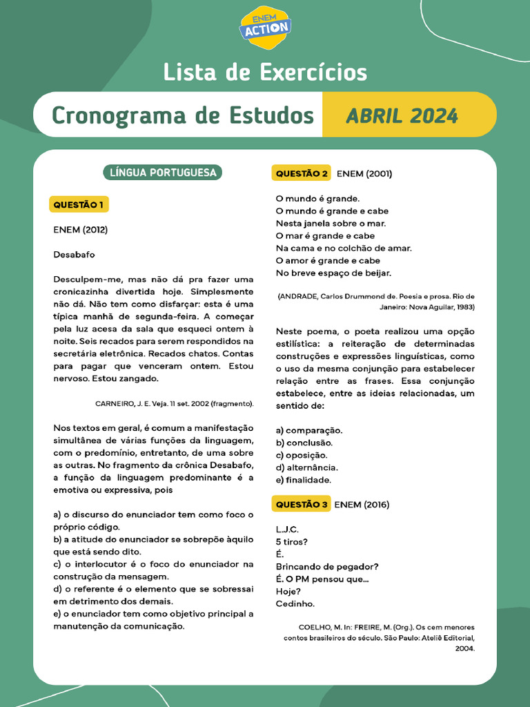 Lista de Exercícios Enem | PDF