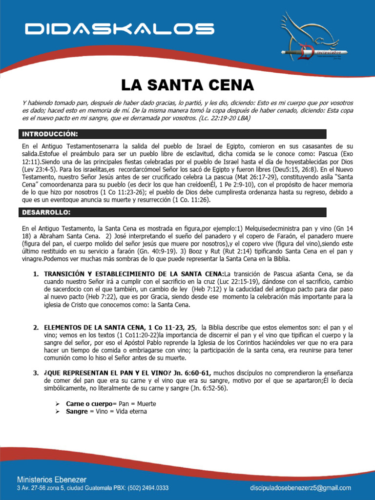 Significado y Beneficios de la Santa Cena | PDF | eucaristía | Última cena