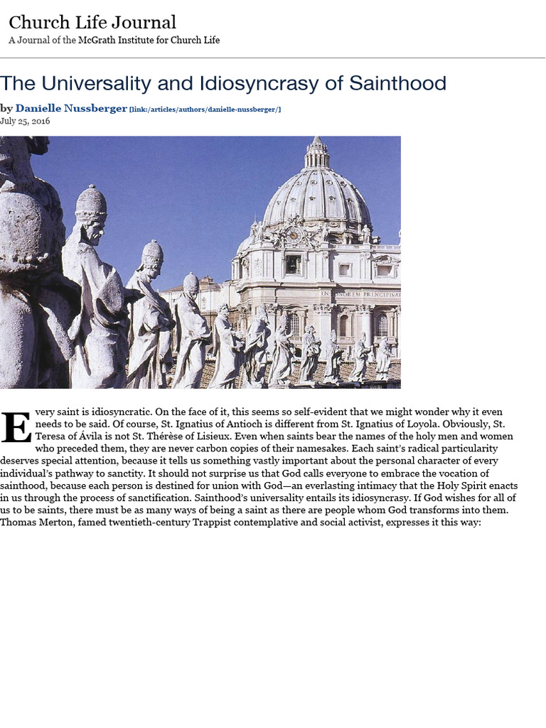 The Universality and Idiosyncrasy of Sainthood - Church Life Journal ...